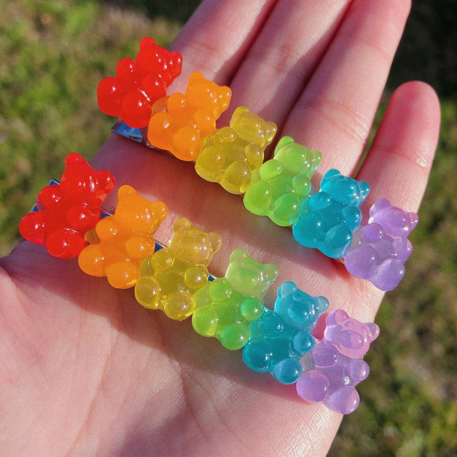 Rainbow gummy bear hair clip acrylic bear pin gummy candy | Etsy
