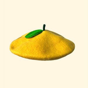 Lemon Beret, French Beret Hat, Handmade Fruit Beret, Gift for Women ...