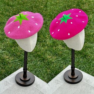 Rose Pink Raspberry Beret, Wool Beret, French Beret, Beret for Women ...