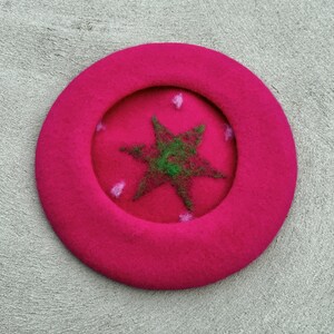 Rose Pink Raspberry Beret, Wool Beret, French Beret, Beret for Women ...