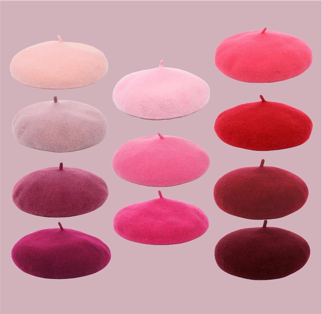 Pink Beret 100% Wool French Beret Winter Hat Vintage Style | Etsy