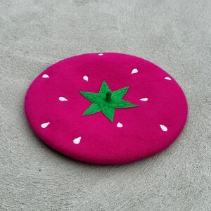Rose Pink Raspberry Beret, Wool Beret, French Beret, Beret for Women ...