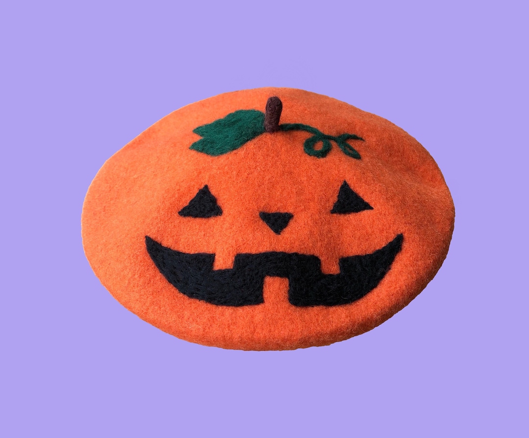 Pumpkin Beret, Pumpkin Hat, Halloween Hat, Halloween Gift, Handmade ...