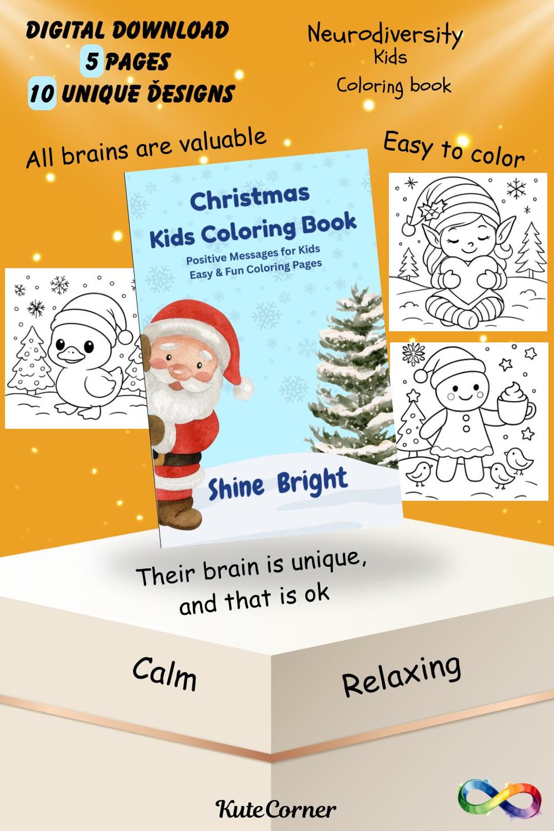 Neurodiversity Kids Coloring Book 6x9 (PDF) Printable Coloring Pages ...