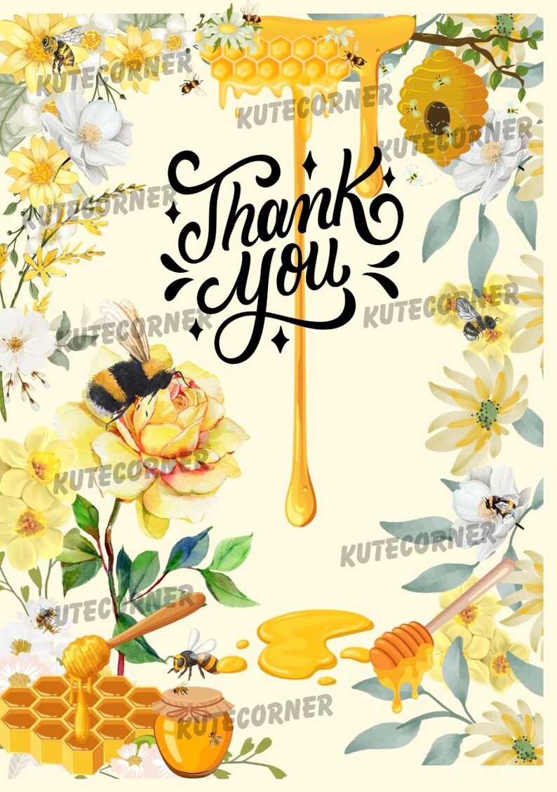 Bee Kind Thank You Card-printable Card, Cute Bee Design, 5x7 - Etsy