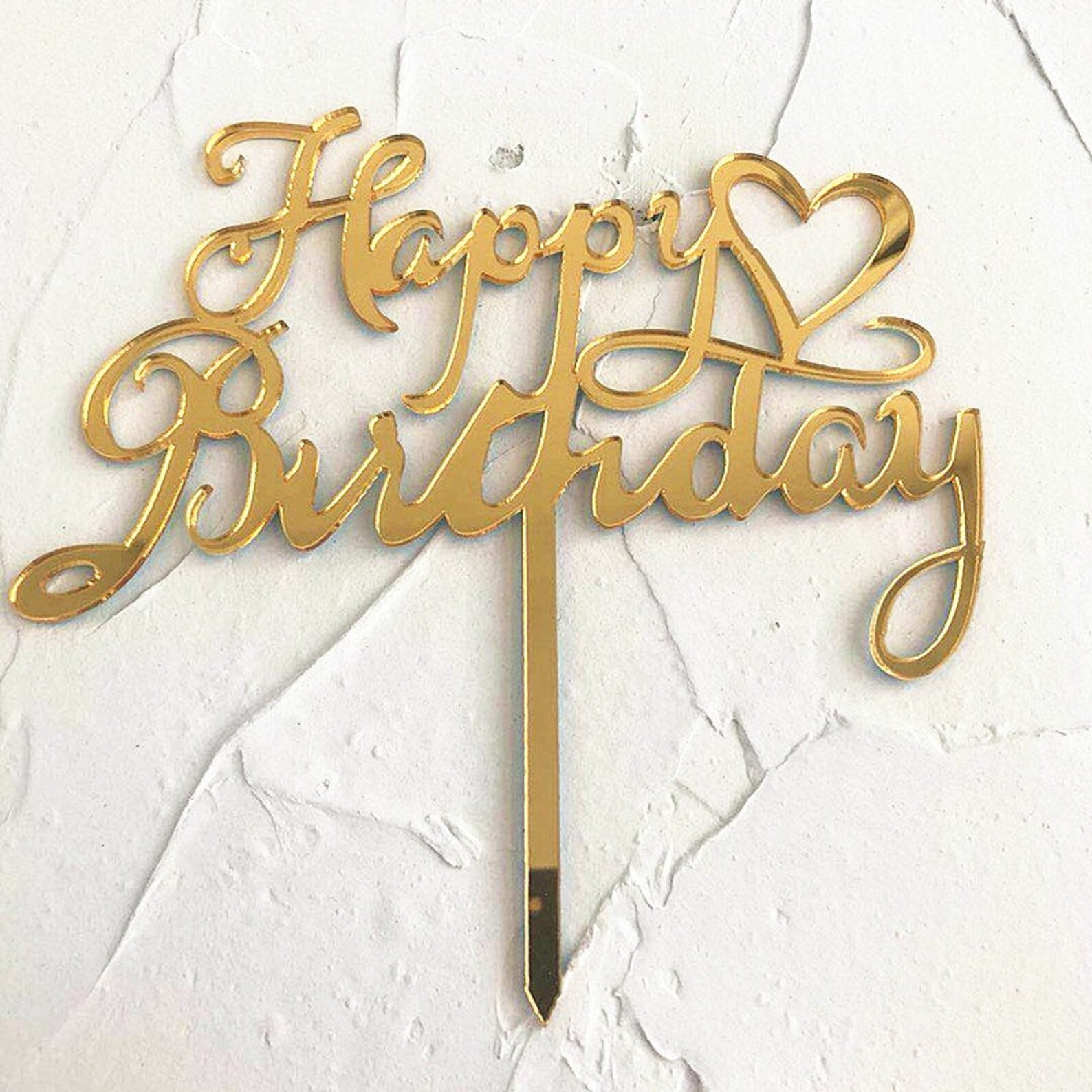 Happy Birthday Gold Acrylic Cake Topper 10 Cm - Etsy