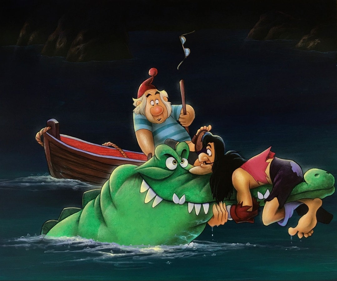 Peter Pan 'croc's Revenge' Captain Hook, Mr. Smee, & Tick-tock Lithograph by James C. Mulligan ...