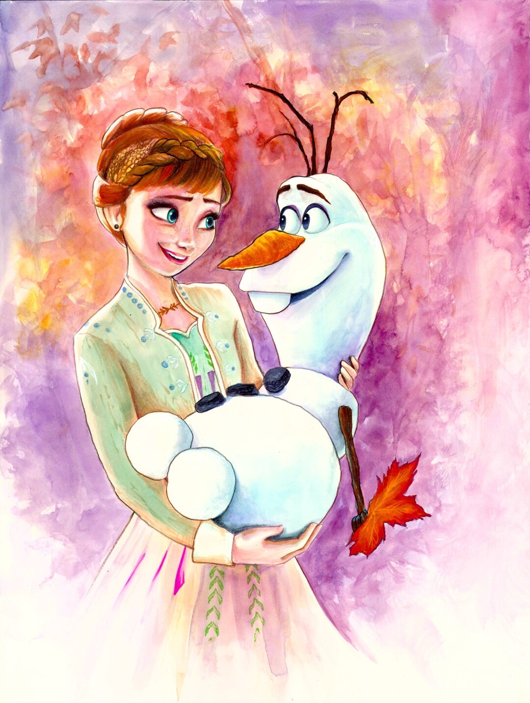 Frozen II 'autumn Enchantment' Anna & Olaf Lithograph by James C ...