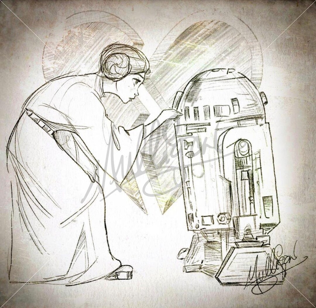 Star Wars - 'leia's Hope' Princess Leia & R2-D2 Lithograph by James C ...