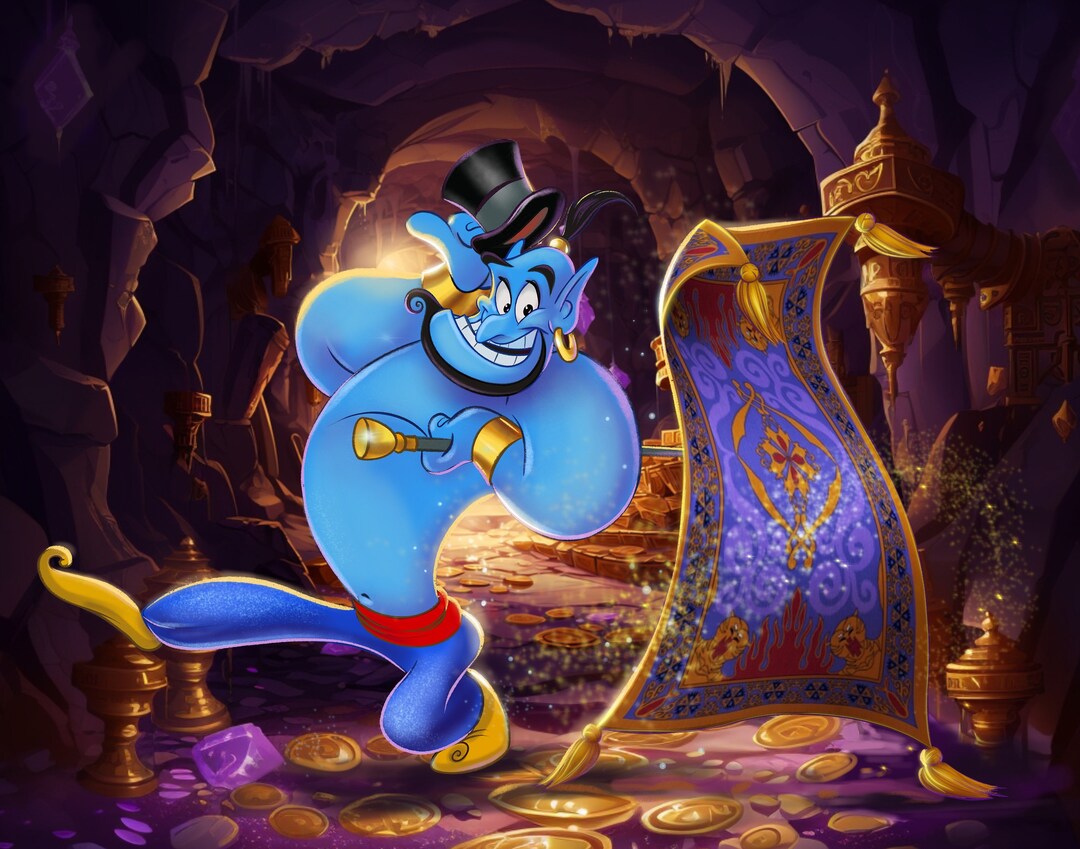 Aladdin - 'magic Carpet Memories' Genie & Magic Carpet Lithograph by ...