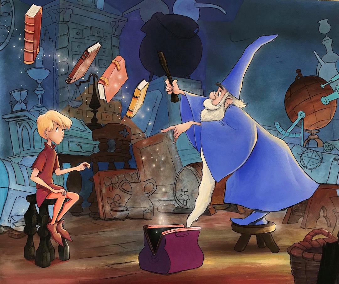 The Sword in the Stone 'magic With Merlin' Arthur & Merlin Lithograph ...