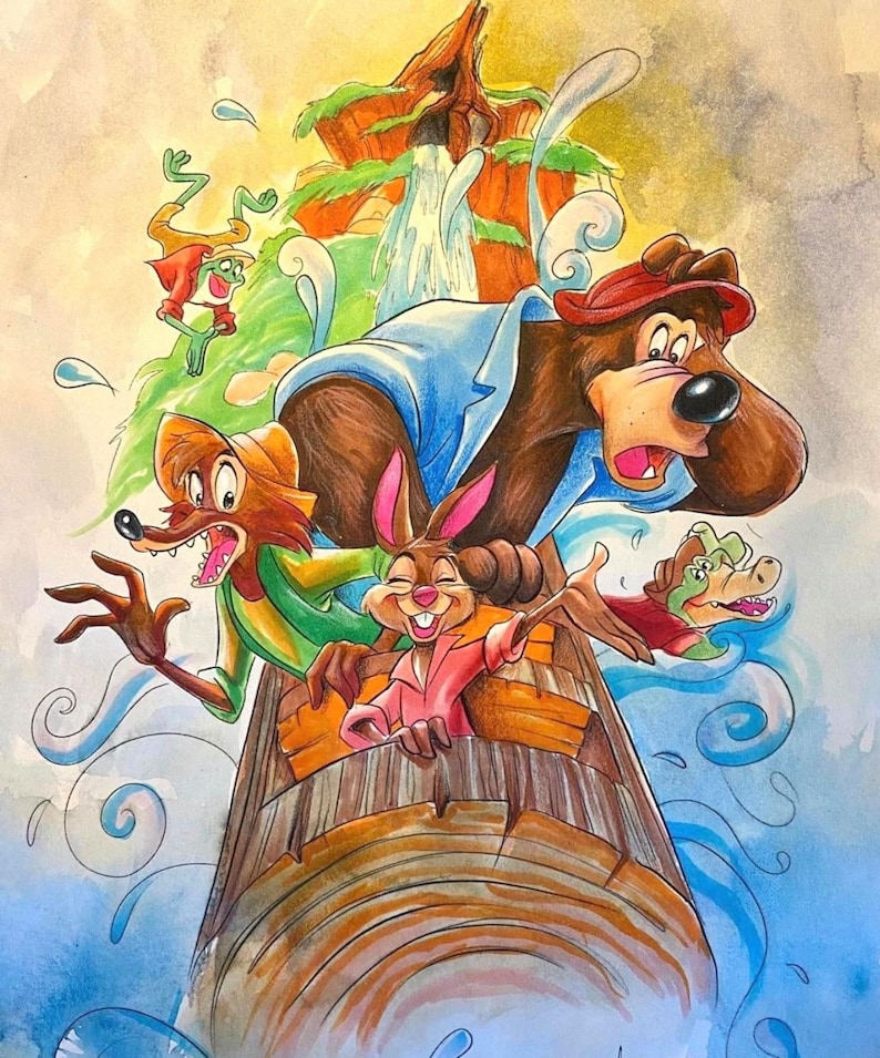 Splash Mountain 'bre'r Trouble' Bre'r Rabbit, Fox, & Bear Lithograph by ...