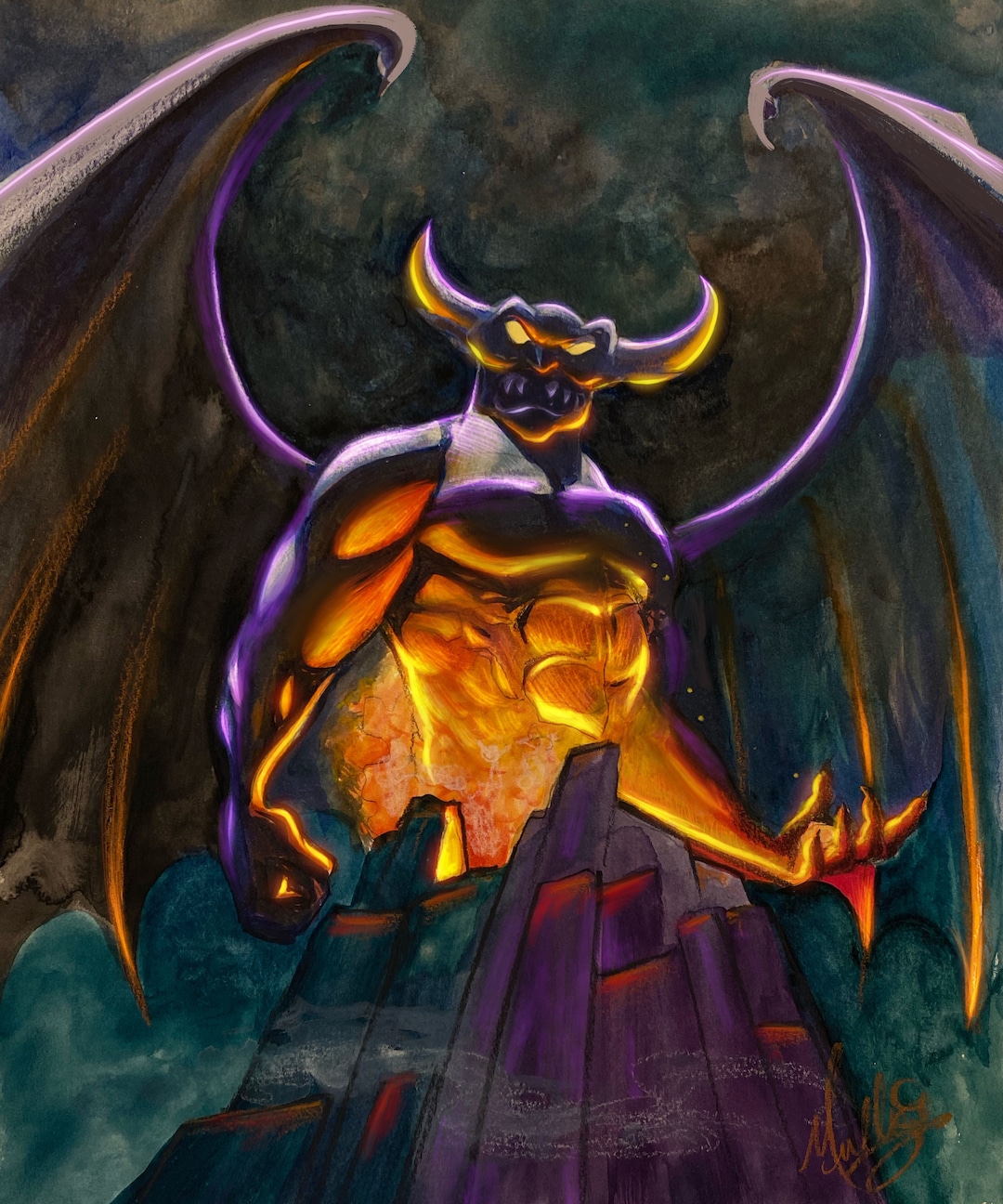 Fantasia 'night of the Demon King' Chernabog Lithograph by James C ...