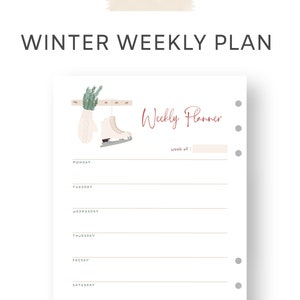 Winter Weekly Planner on One Page Printable Digital PDF | Christmas ...