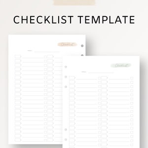 Checklist Template With Category Tag and Check Box | Fillable Editable ...