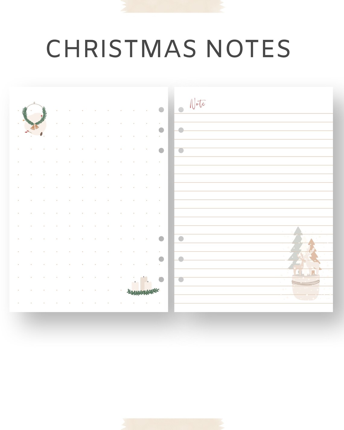 Christmas Winter Dot and Line Note Printable | Digital Writing Paper ...