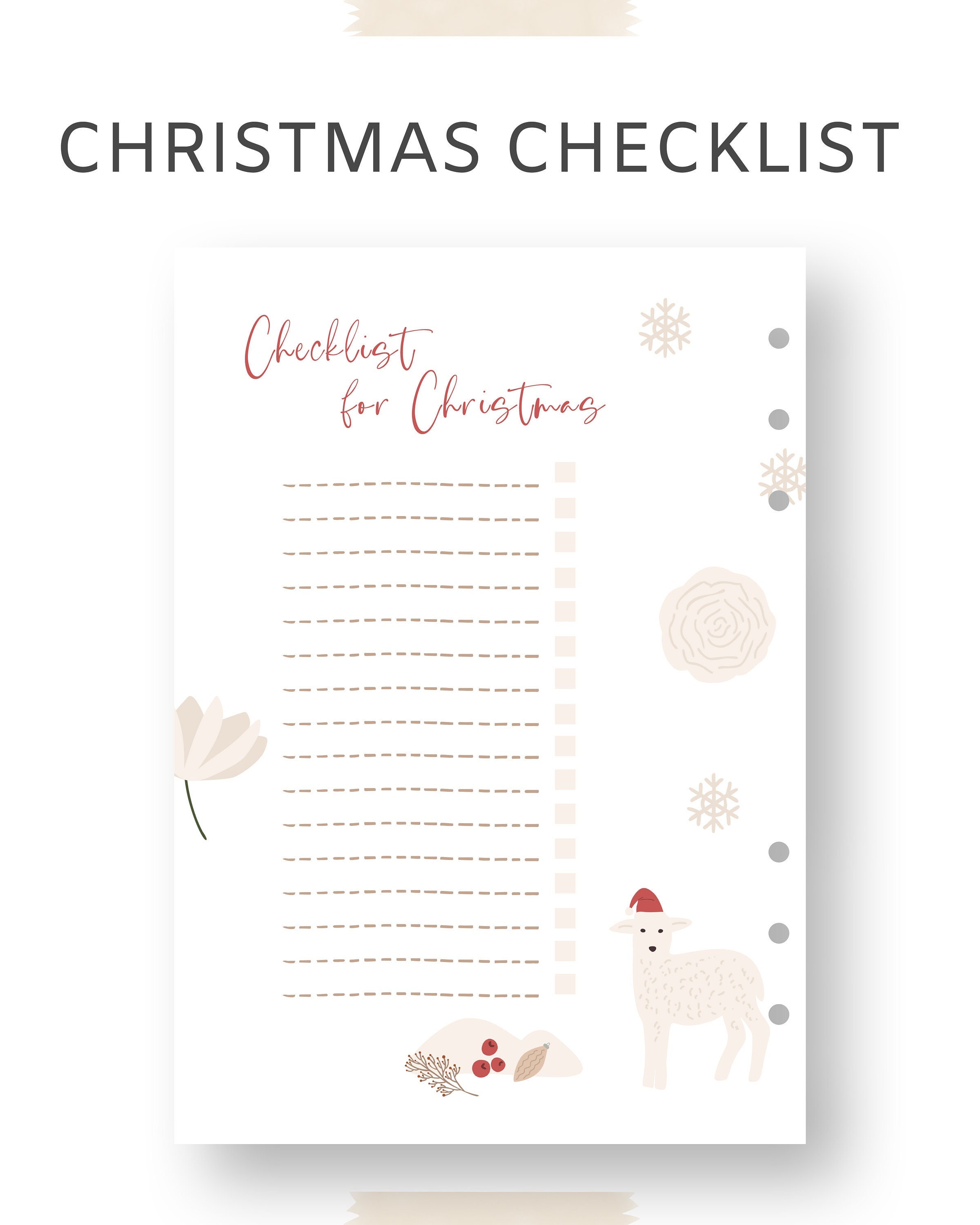 Christmas Checklist Template With Check Box Holiday Digital Planner ...