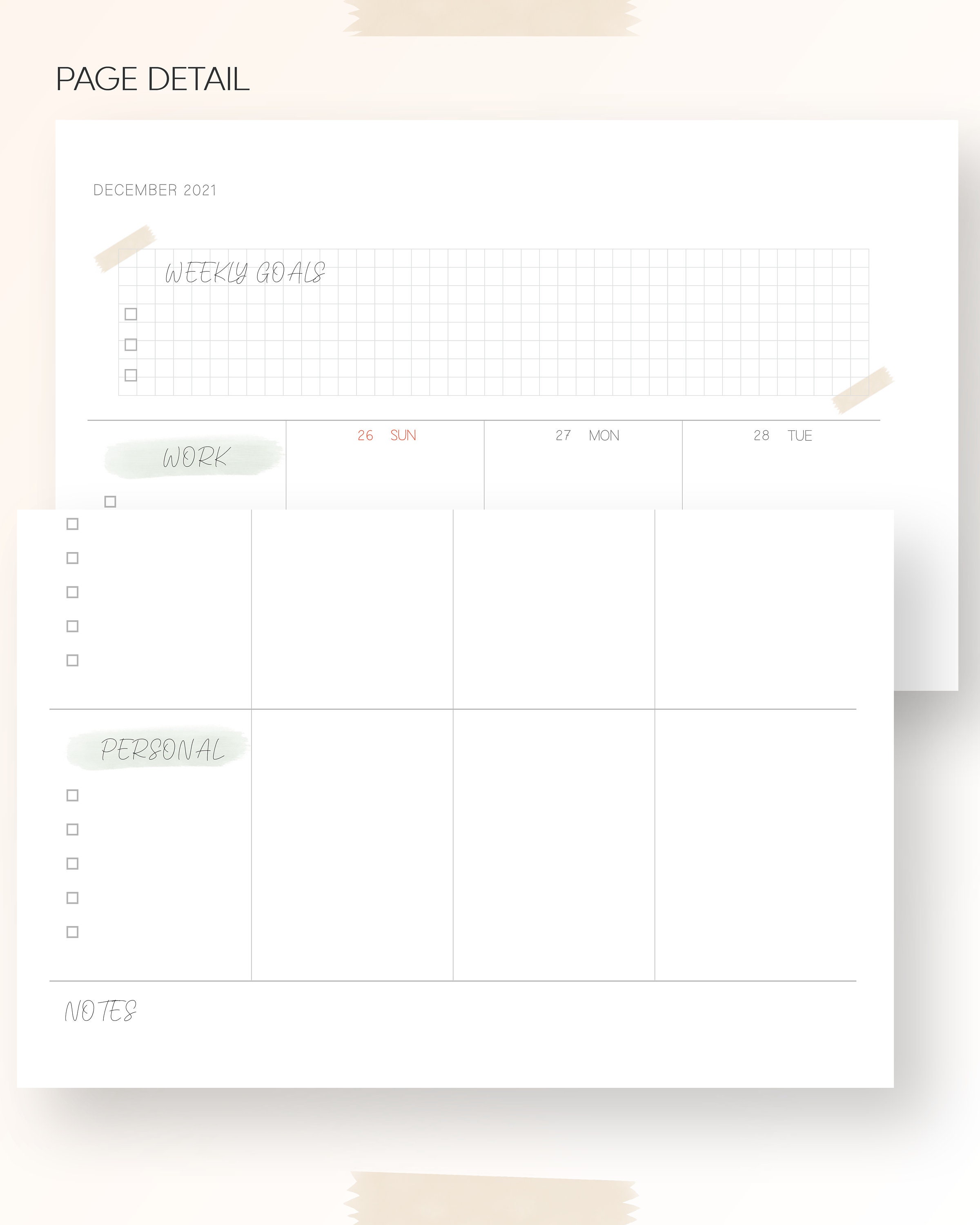 2022 Weekly Planner Spreads With Goals and to Do List Sections ...