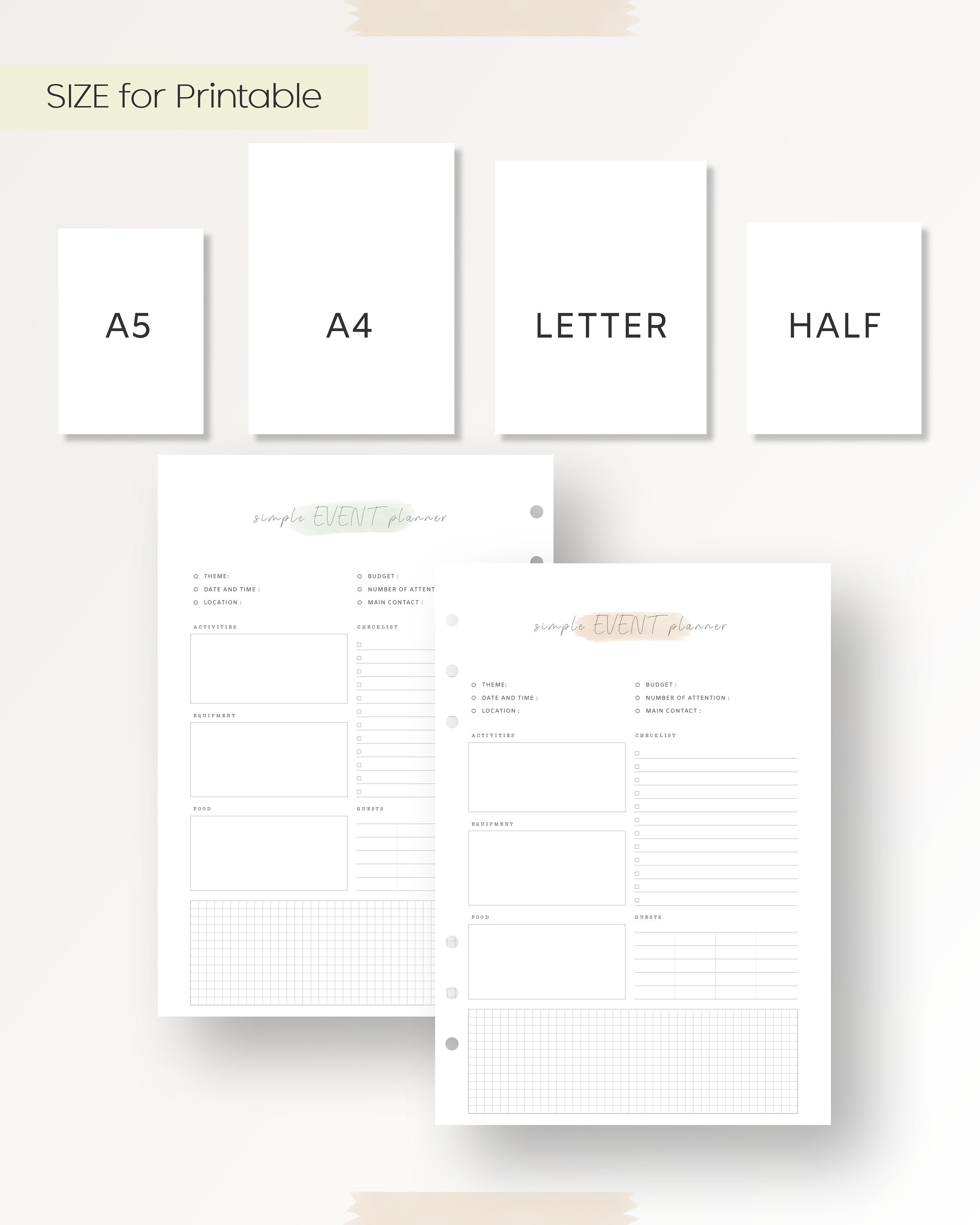 Simple Event Planner to Organize Party and Special Event on One Page ...