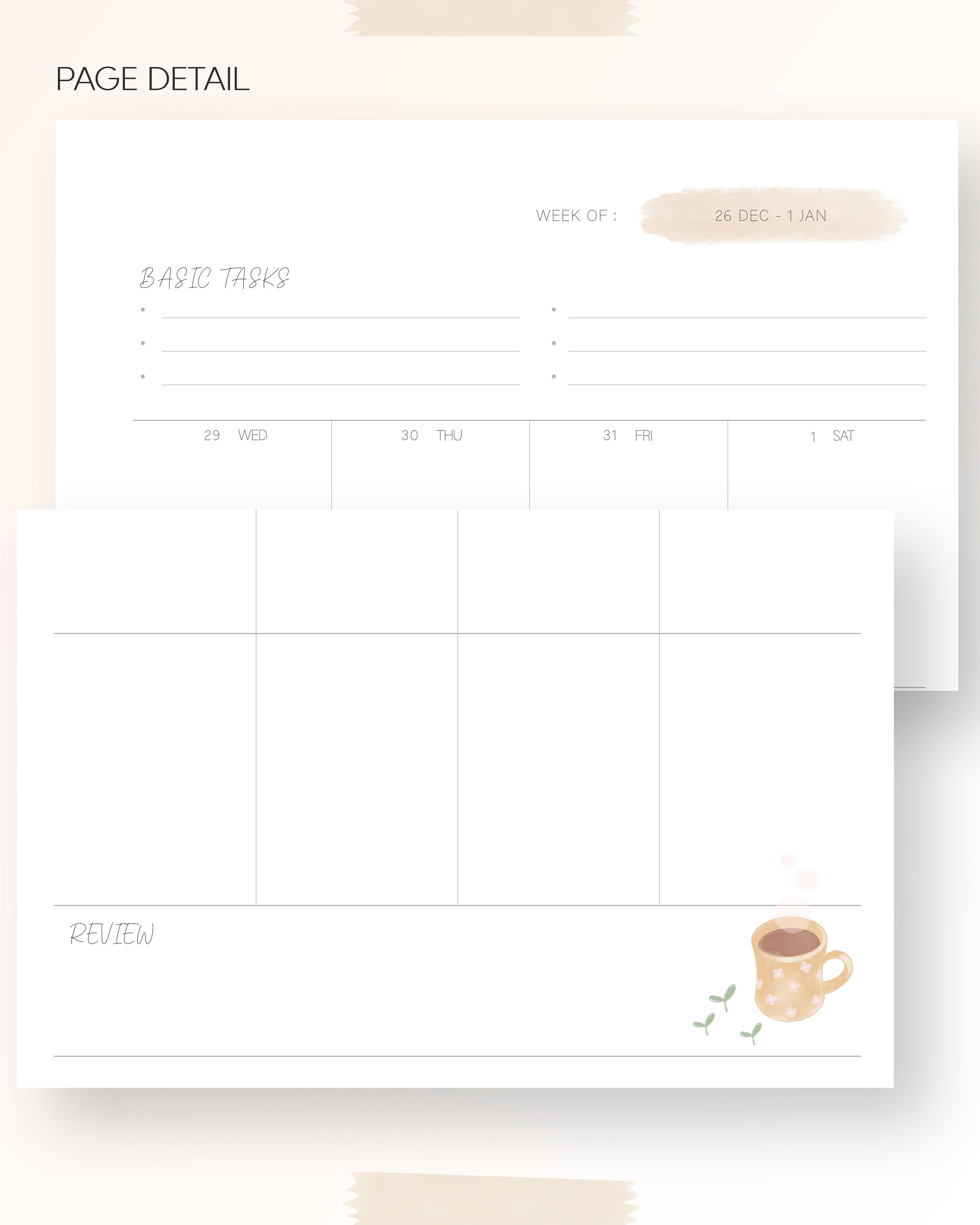 2022 Weekly Planner Spreads With Goals and to Do List Sections ...