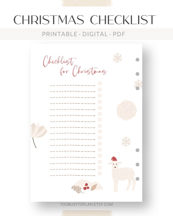 Christmas Checklist Template With Check Box Holiday Digital | Etsy