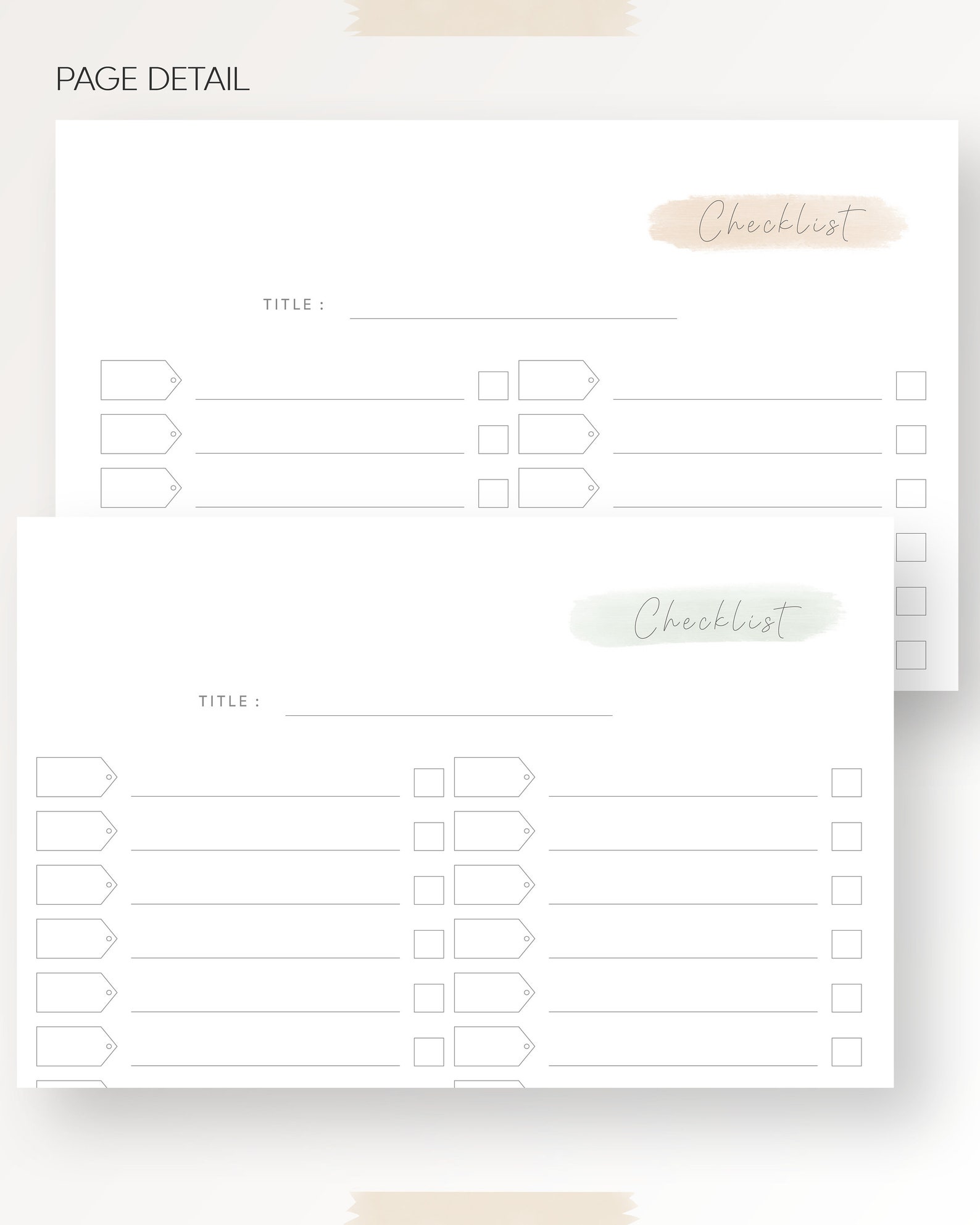 Checklist Template With Category Tag and Check Box | Fillable Editable ...