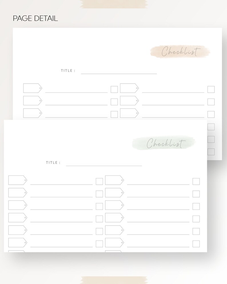 Checklist Template With Category Tag and Check Box | Fillable Editable ...