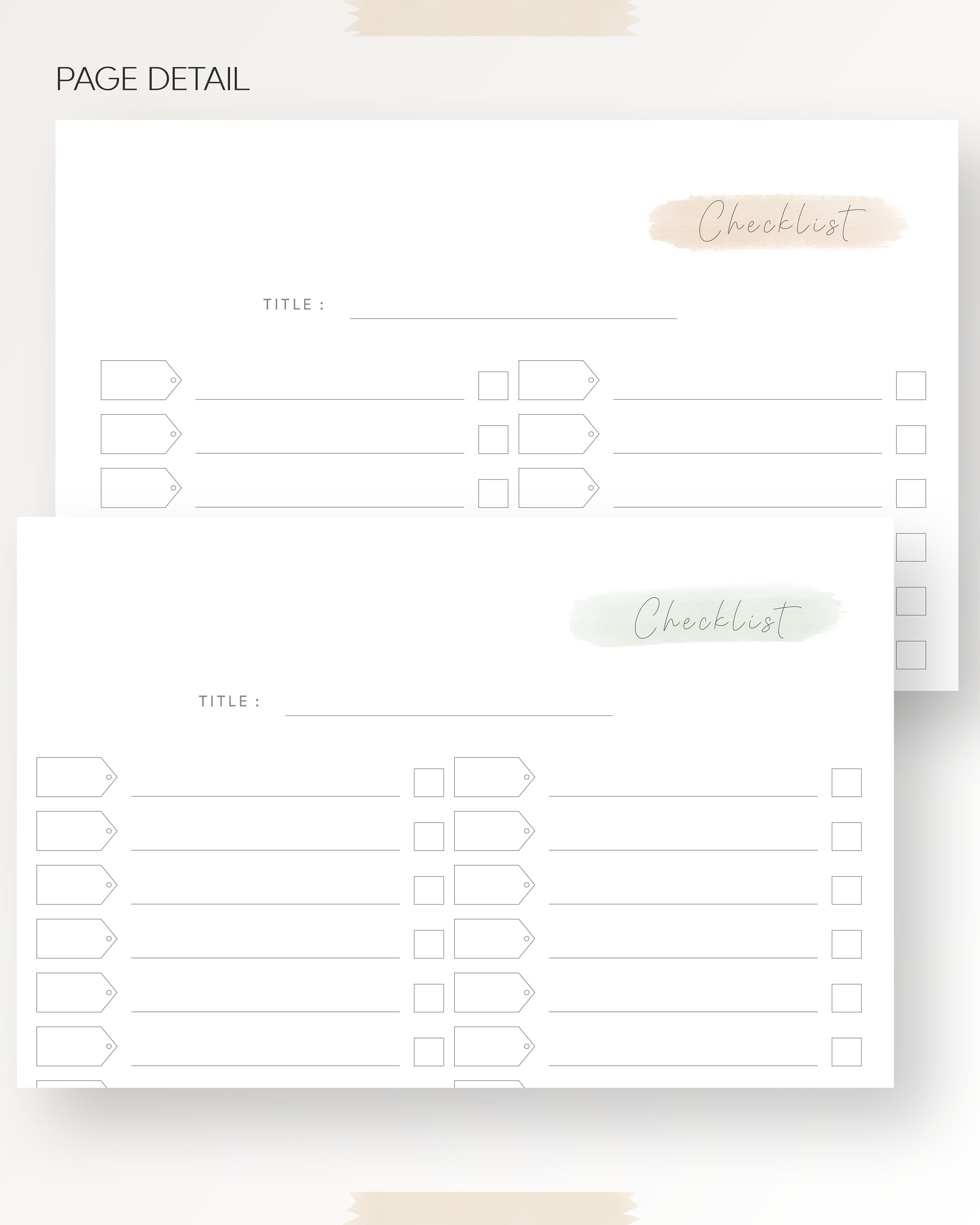 Checklist Template With Category Tag and Check Box | Fillable Editable ...