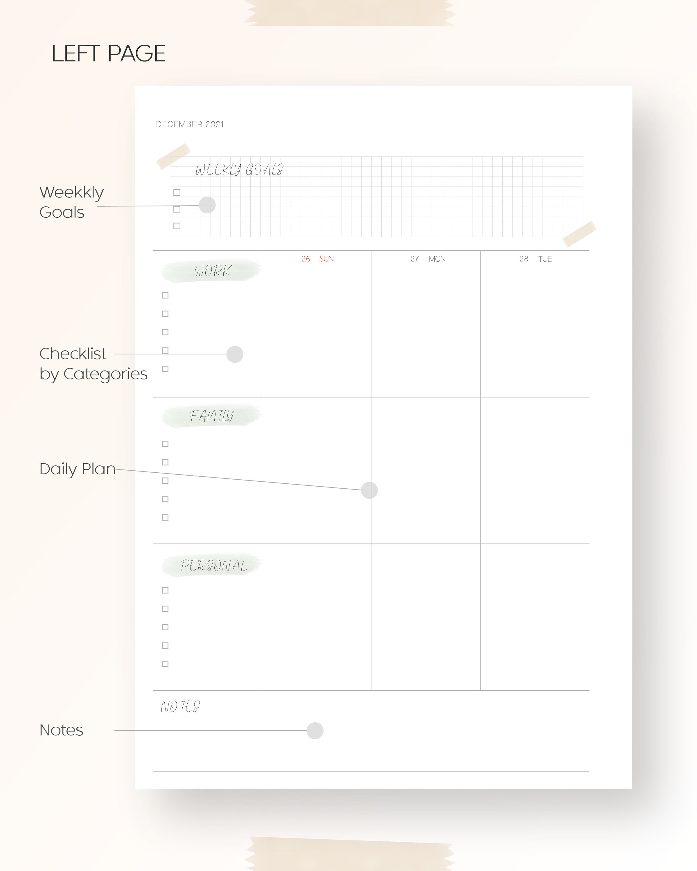 2022 Weekly Planner Spreads With Goals and to Do List Sections ...