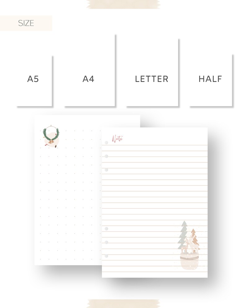 Christmas Winter Dot and Line Note Printable | Digital Writing Paper ...