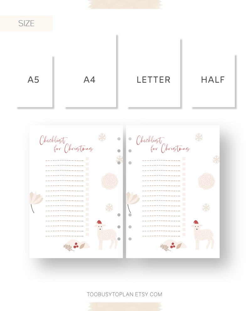 Christmas Checklist Template With Check Box Holiday Digital | Etsy