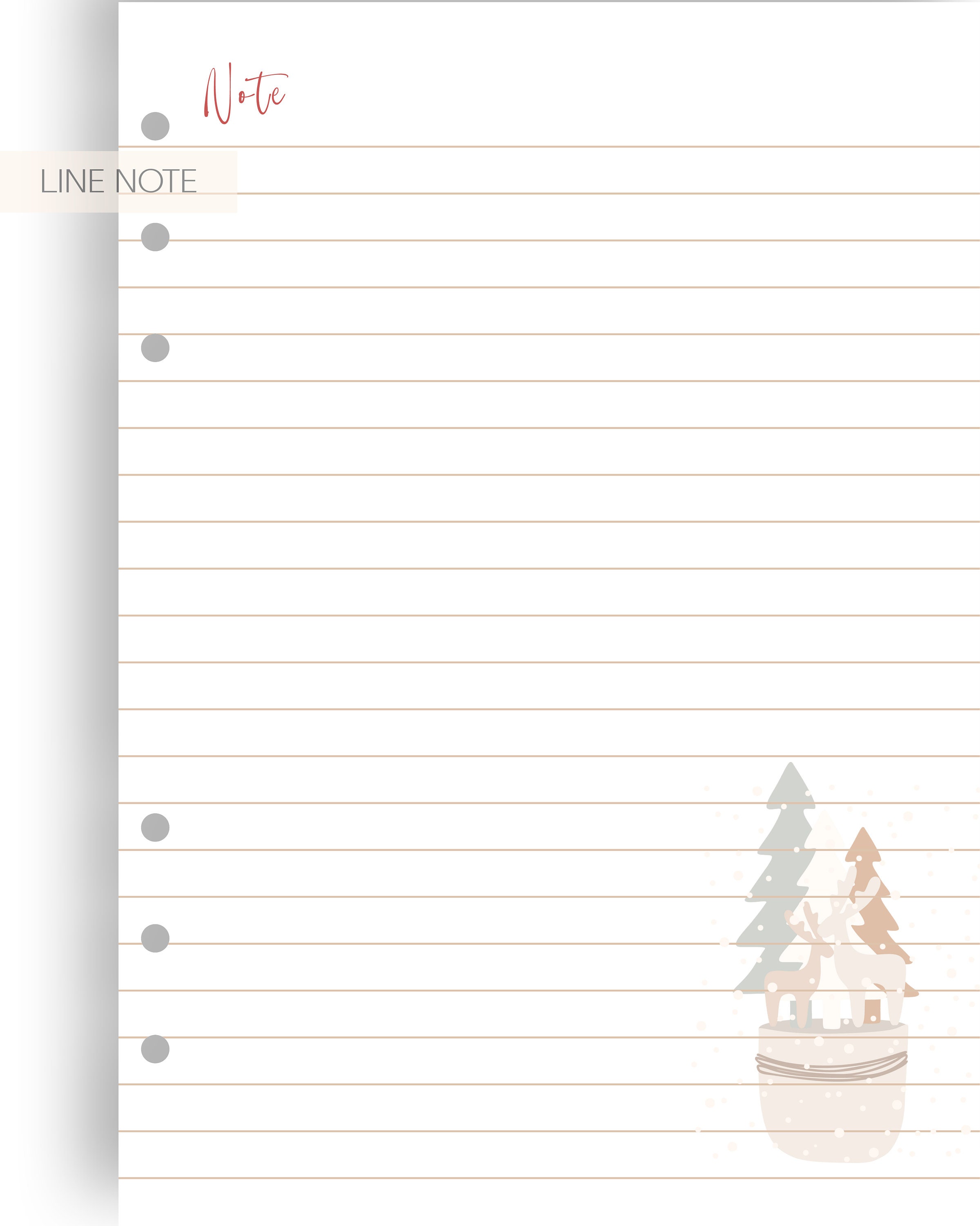 Christmas Winter Dot and Line Note Printable | Digital Writing Paper ...