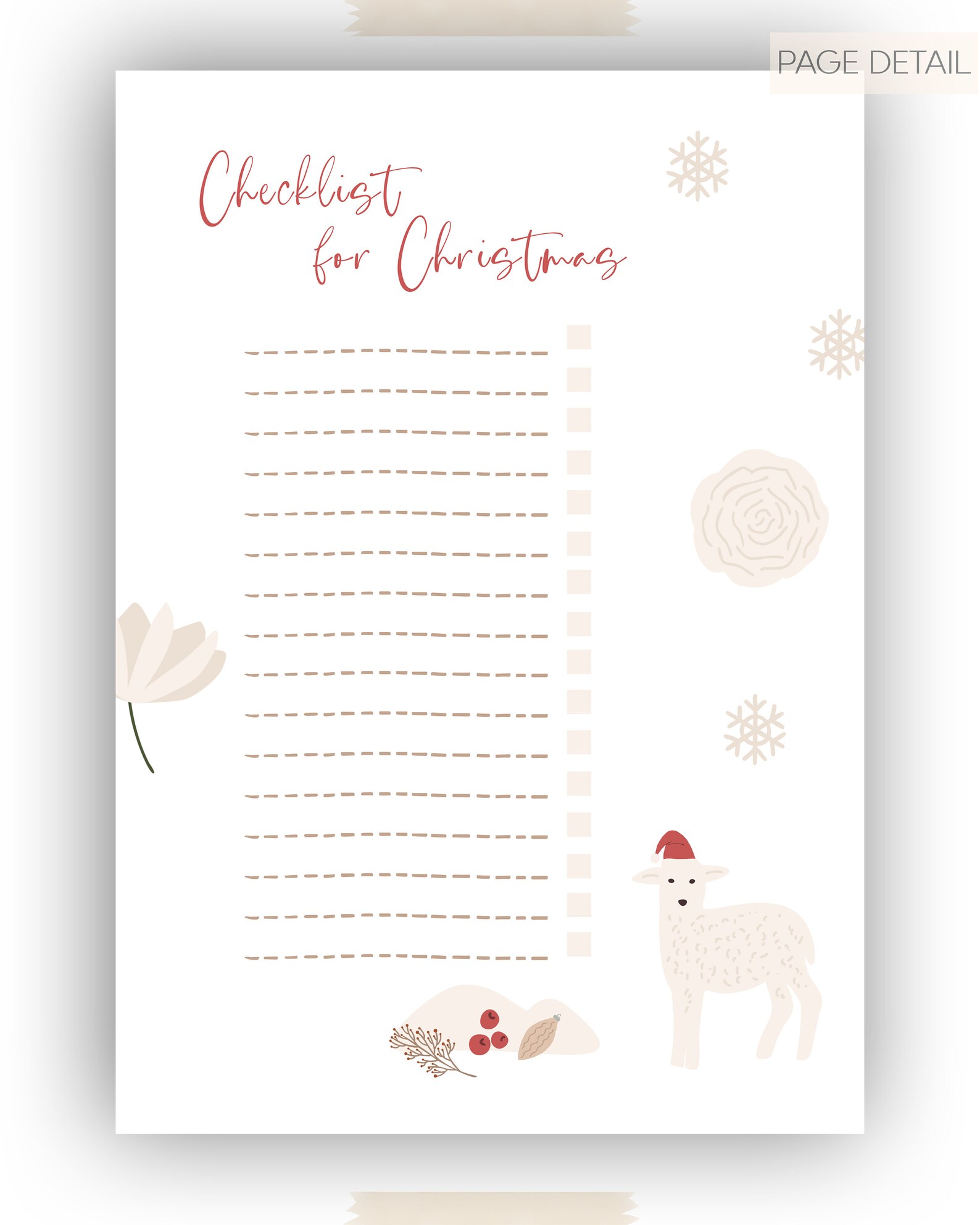 Christmas Checklist Template With Check Box Holiday Digital Planner ...