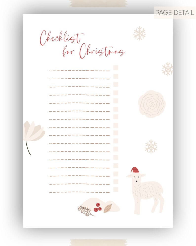 Christmas Checklist Template With Check Box Holiday Digital Planner ...