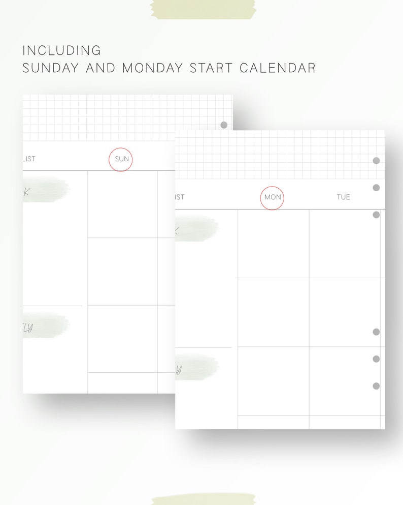Monthly Planner Spreads With Section Titles for Checklist to Do List ...