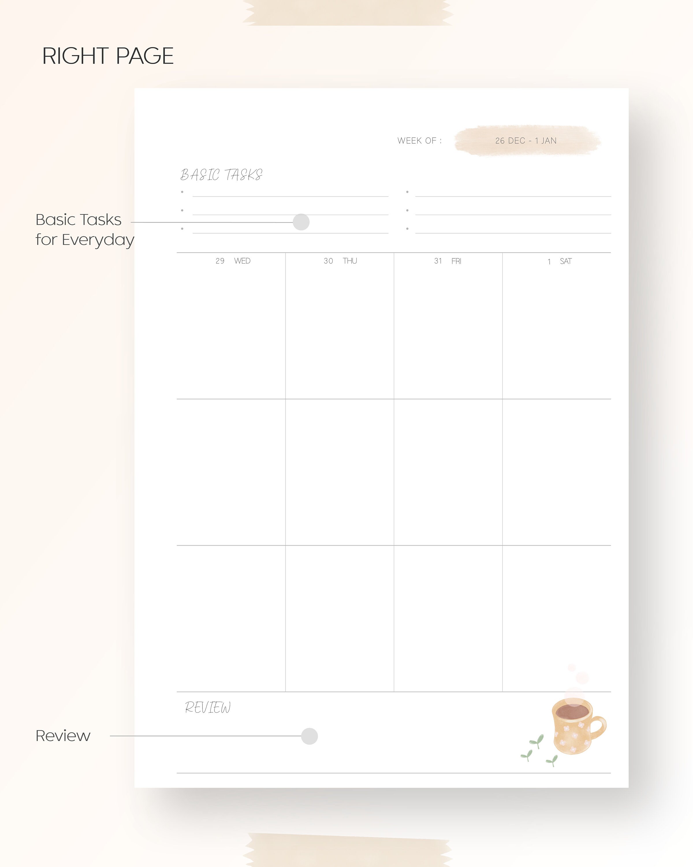 2022 Weekly Planner Spreads With Goals and to Do List Sections ...