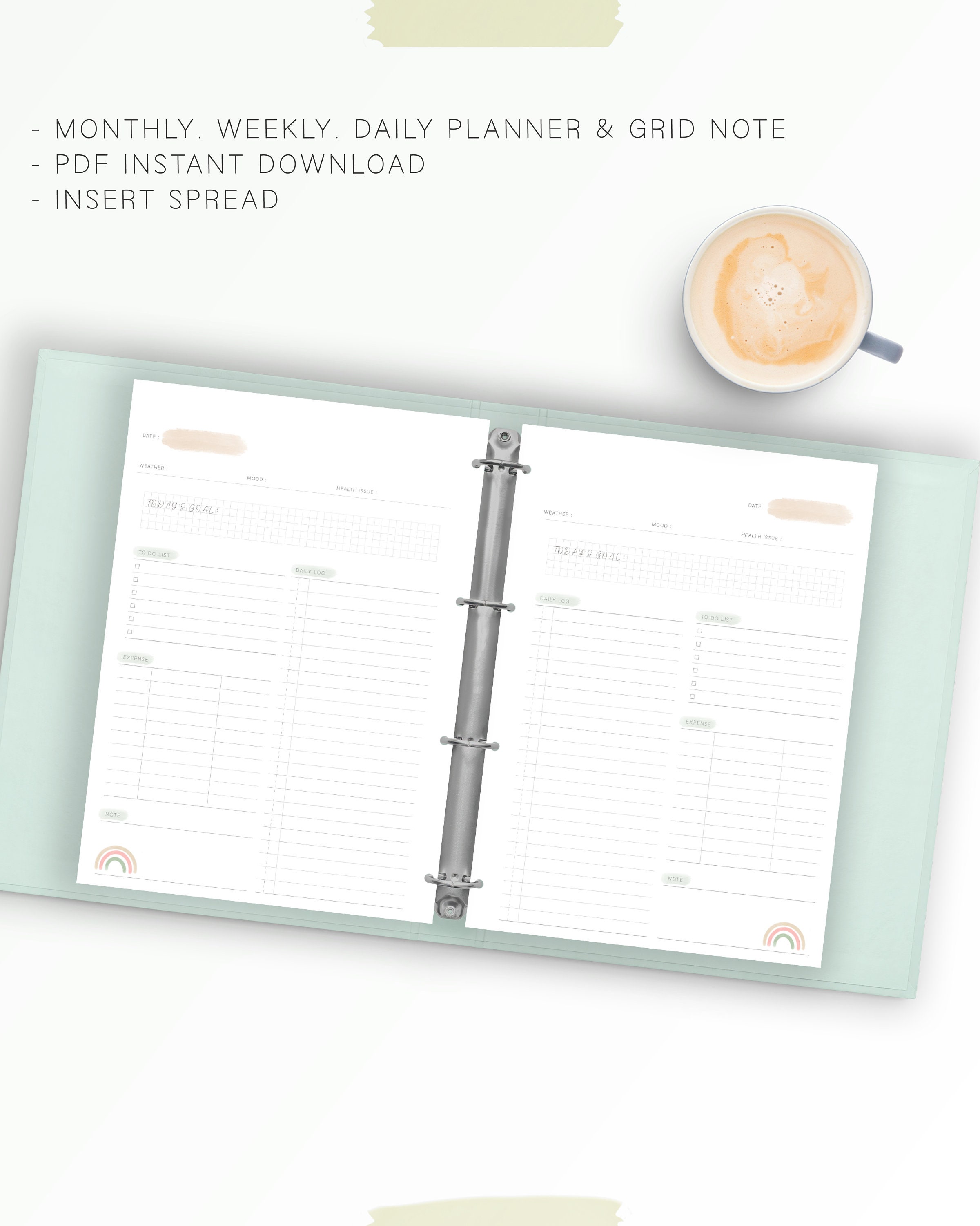 Bundle of Monthly Weekly Daily Planner With FREE Girid Note Printable ...