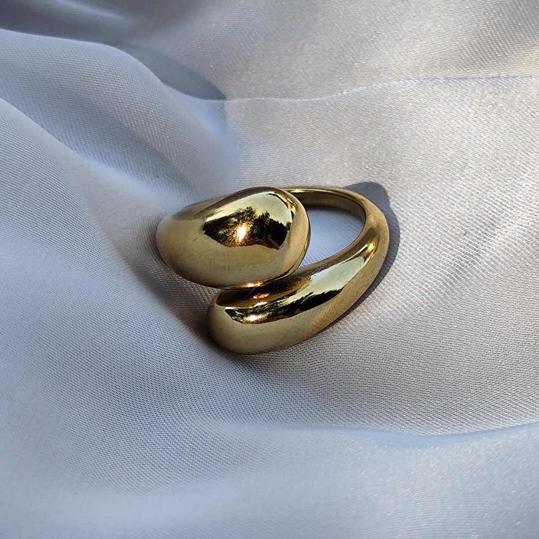 Dome Golden Wrap Ring | Wrap Around Ring | Cuff Ring | Bold Statement ...