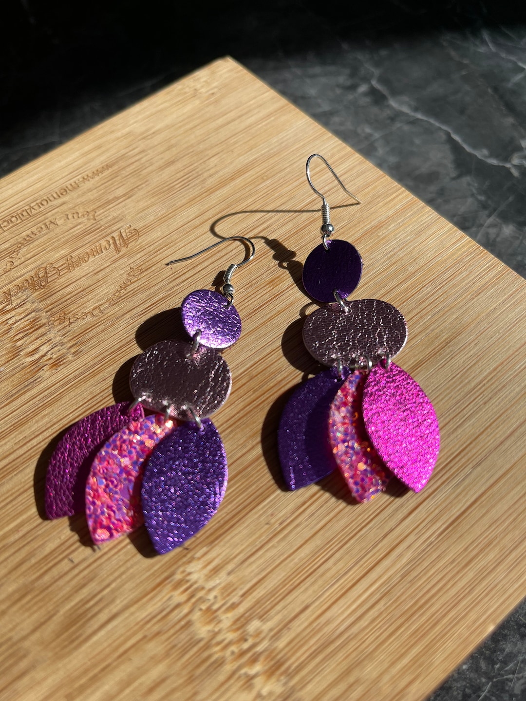 Violet Petit Earrings Colorful Earrings, Lightweight Leather Earrings ...