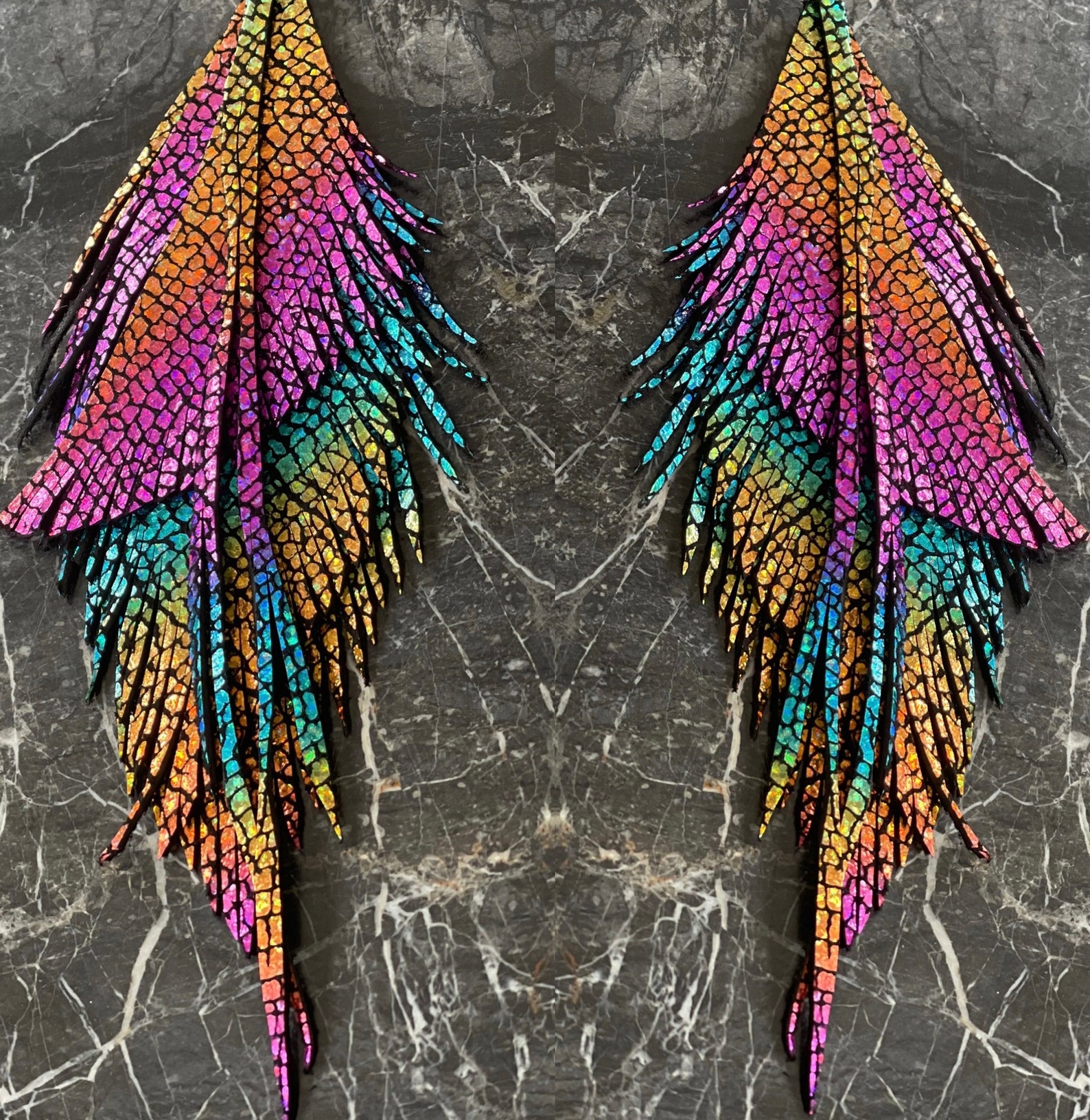 Rainbow Starling - Sparkly, Holographic, Colorful Leather Earrings ...