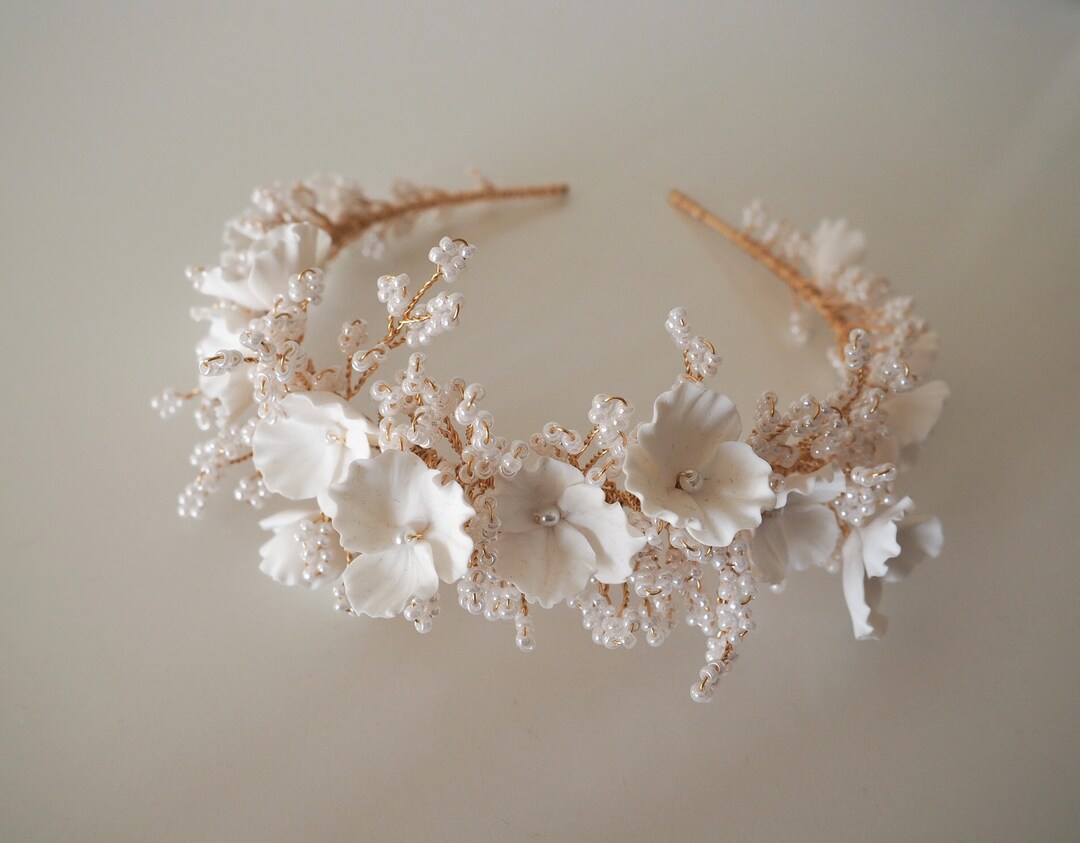 FREYA | Floral Crown, Clay Flower Crown, Bridal Crown - Etsy