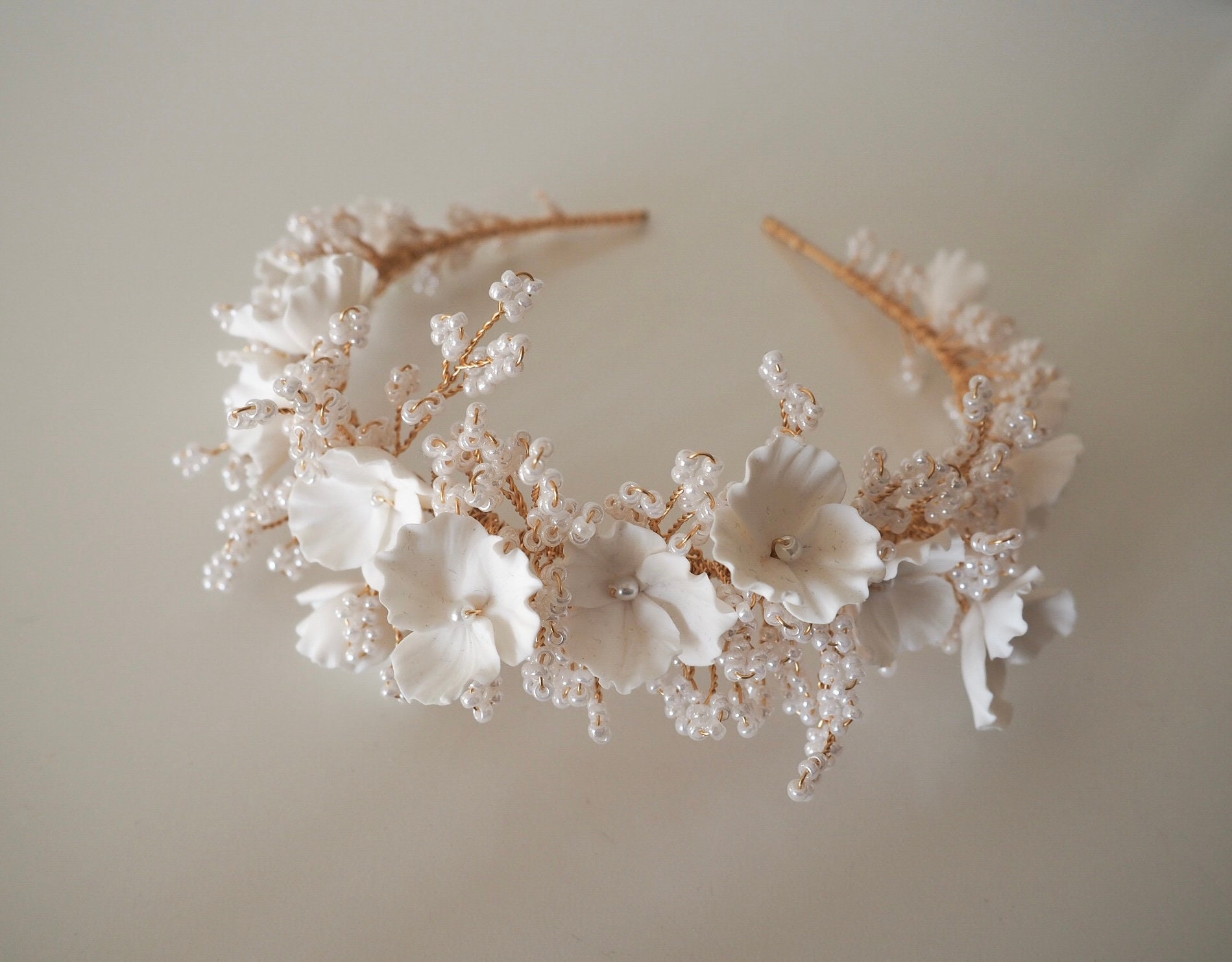FREYA Floral Crown, Clay Flower Crown, Bridal Crown - Etsy