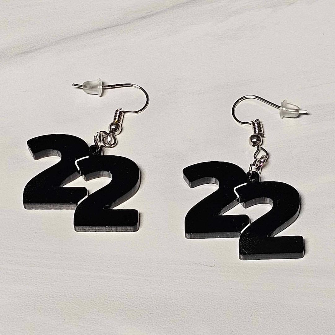 Numbered Earrings | Acrylic Dangles | Lightweight Earrings | Player's ...