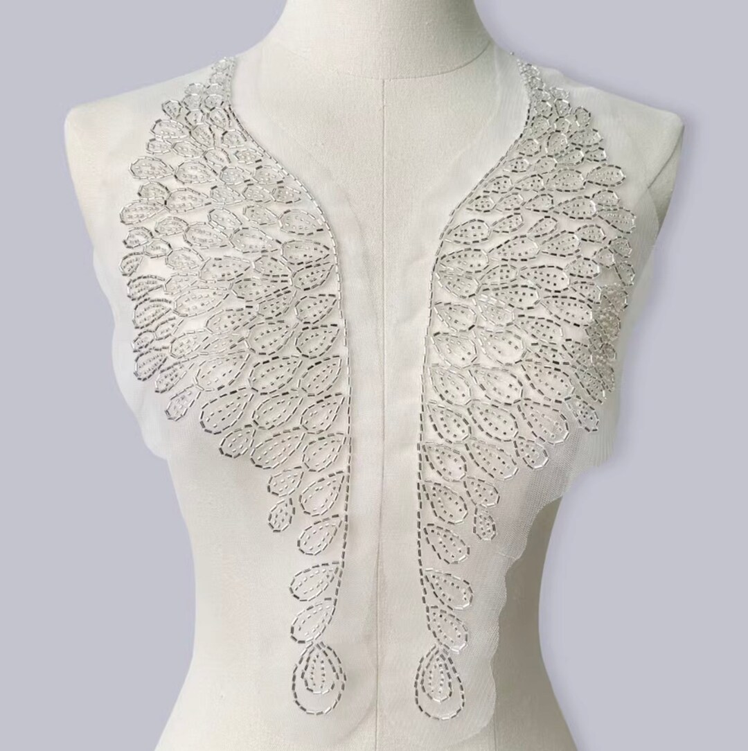 Wing Beaded Lace Applique, 4 Colors White 3D Embroidered Applique ...