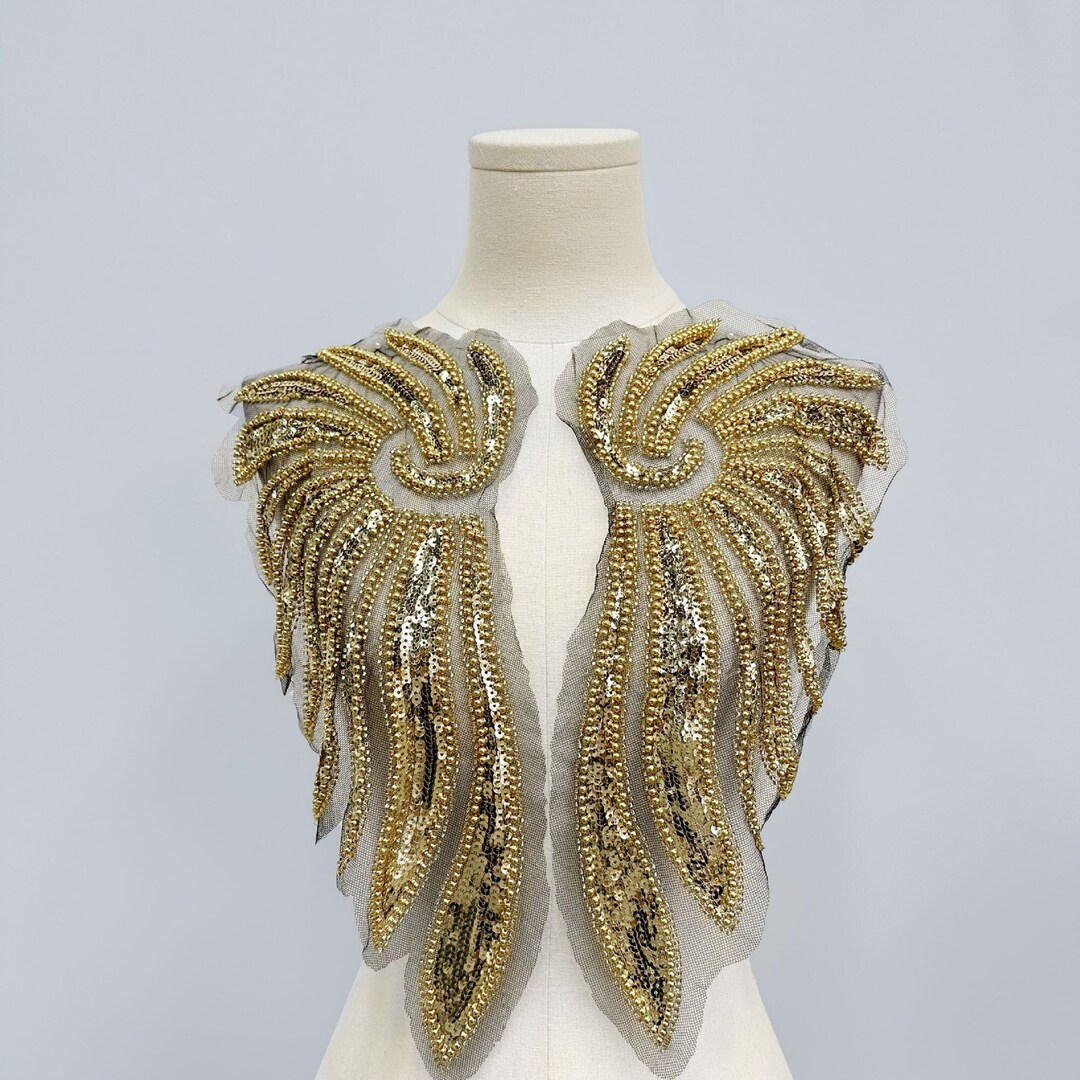 2 Colors Sequins Appliques Wing Prom Glitter Lace Appliques - Etsy