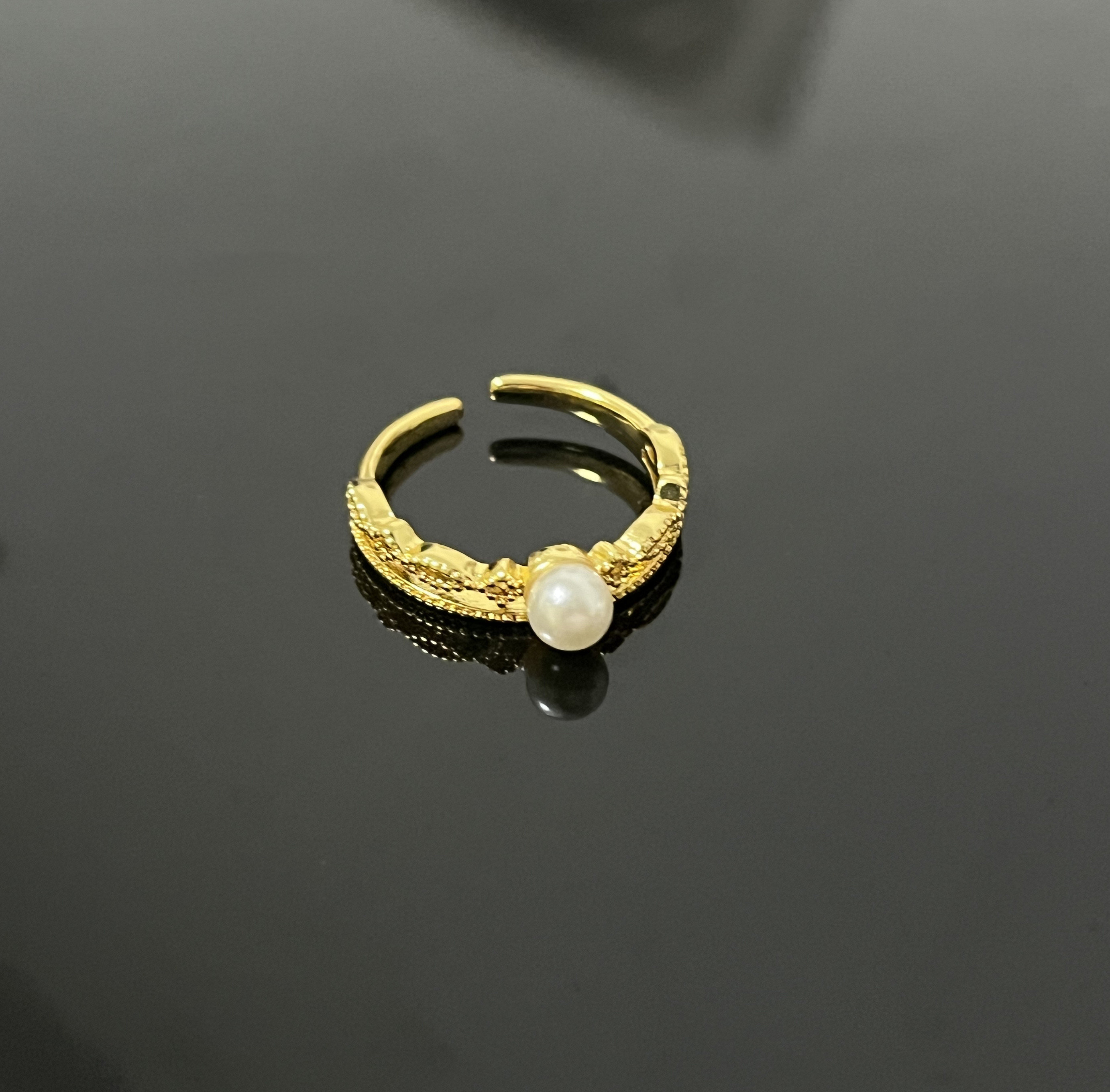 Pearl Gold Punk Rings, Y2k Vintage Gothic Adjustable Open Rings ...