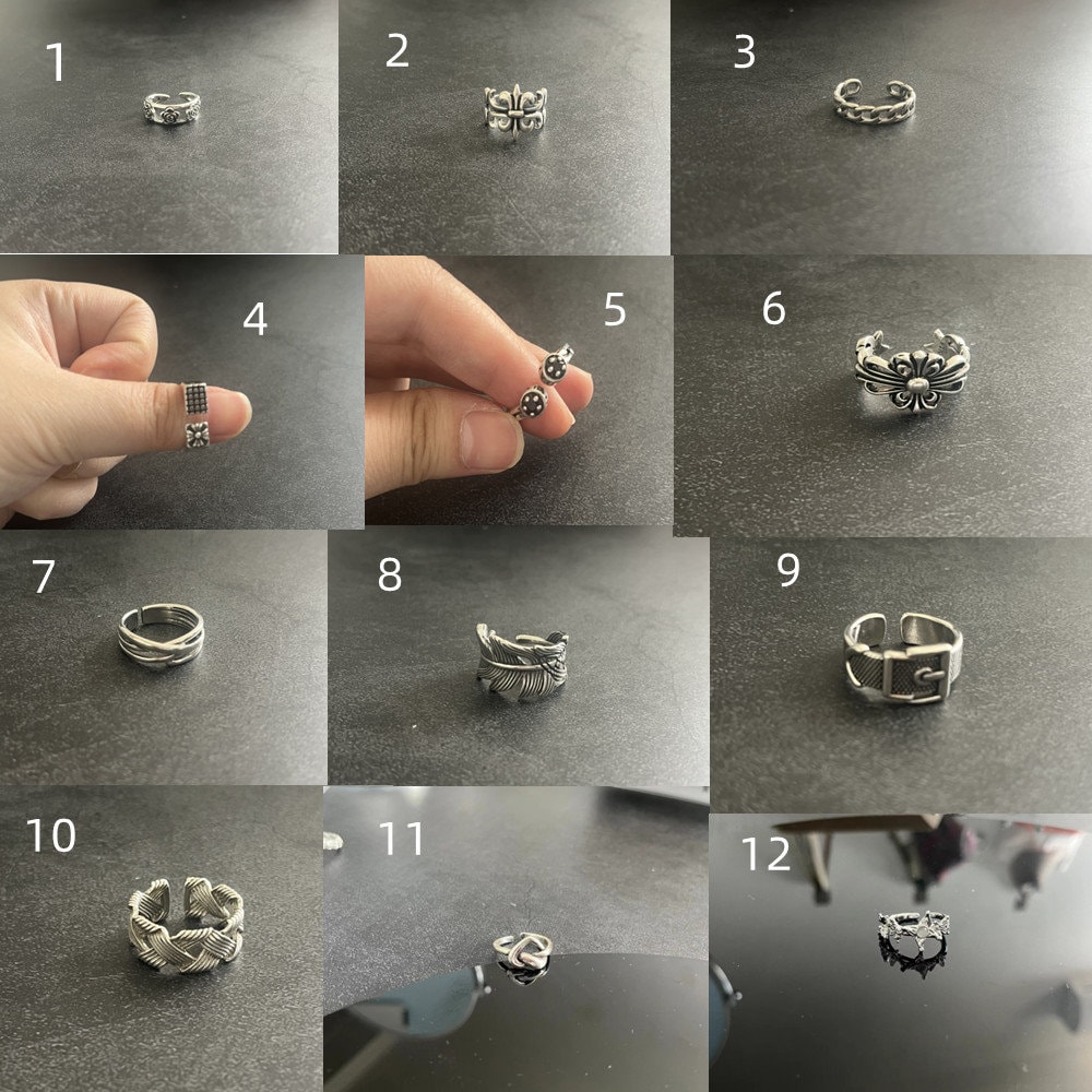Y2k Chunky Gothic Rings, Designer Adjustable Rings, Irregular Women ...