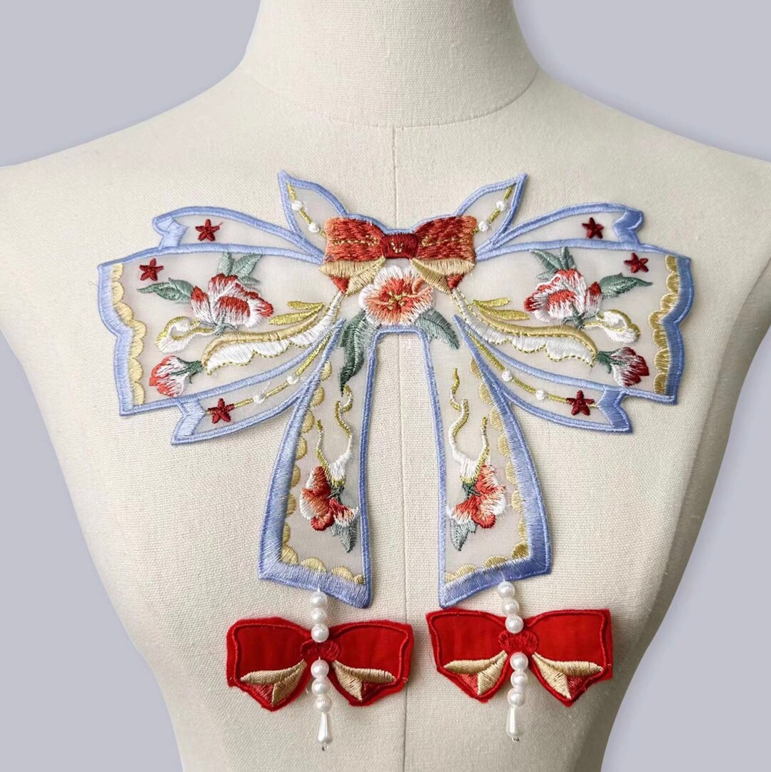 Bow Tie Embroidered Applique, 3D Floral Classical Applique, Floral Prom ...