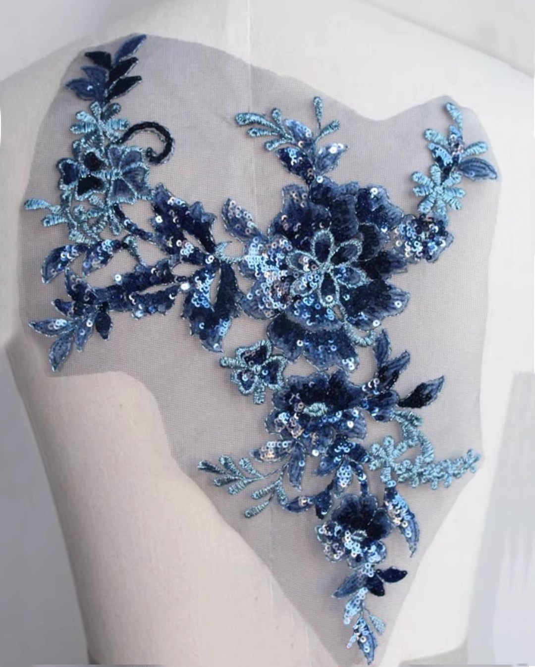 5 Colors Sequins Applique, 3D Dark Blue Applique, Prom Glitter Lace ...