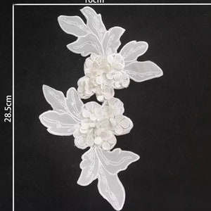 White Lace Applique, 3D Flower Embroidered Applique, Floral Prom ...